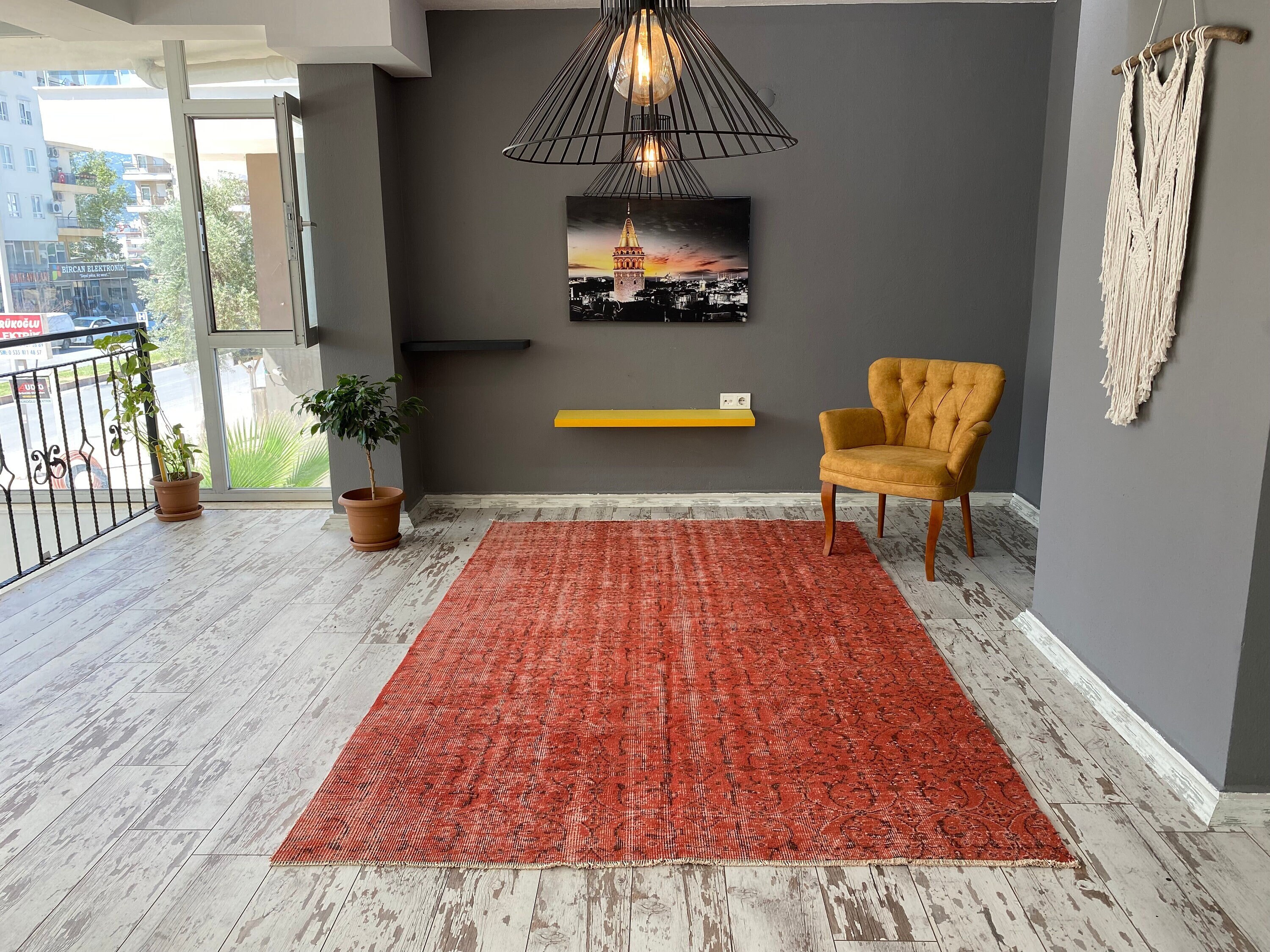 Farmhouse Red Oushak Rug 6x9 Vintage Rug Red Overdyed Rug | Etsy