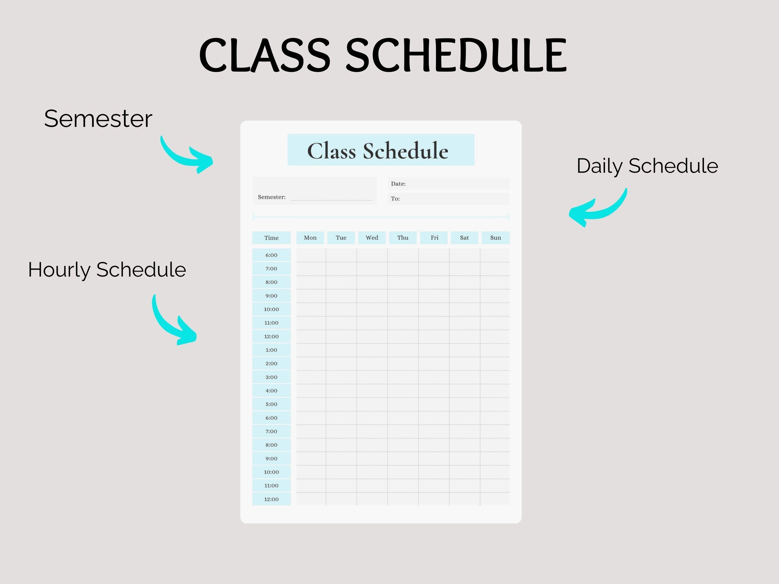 Student Planner Printable: Class Schedule, Assignment & Grade Tracker ...