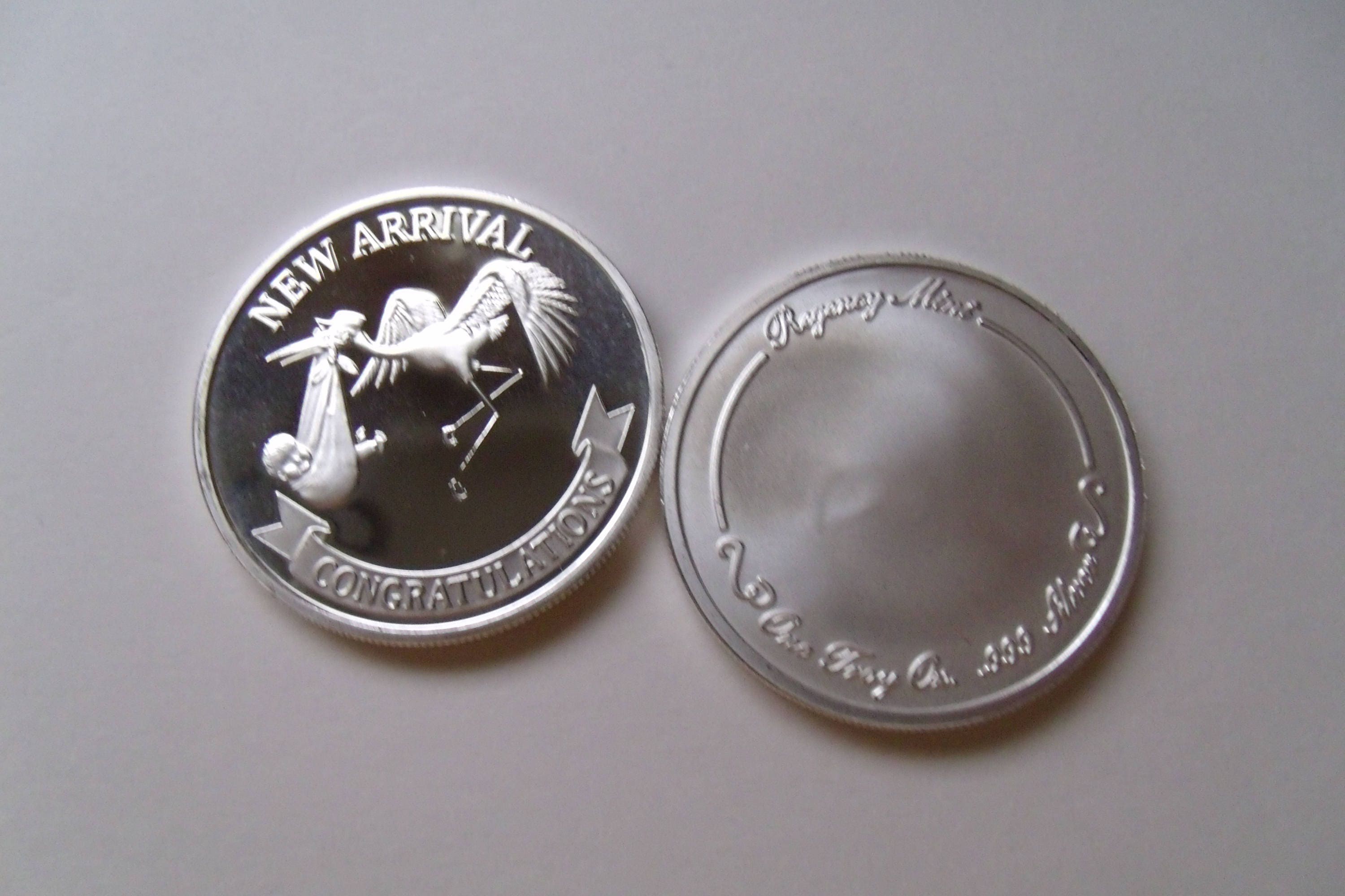 Fine .999 Silver 1 oz Engravable New Born Gift. Custom Minted, Free ...