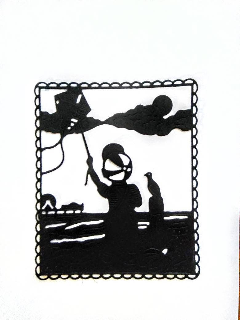 Little Boy Flying a Kite Paper Die Cuts. Cards Making - Etsy