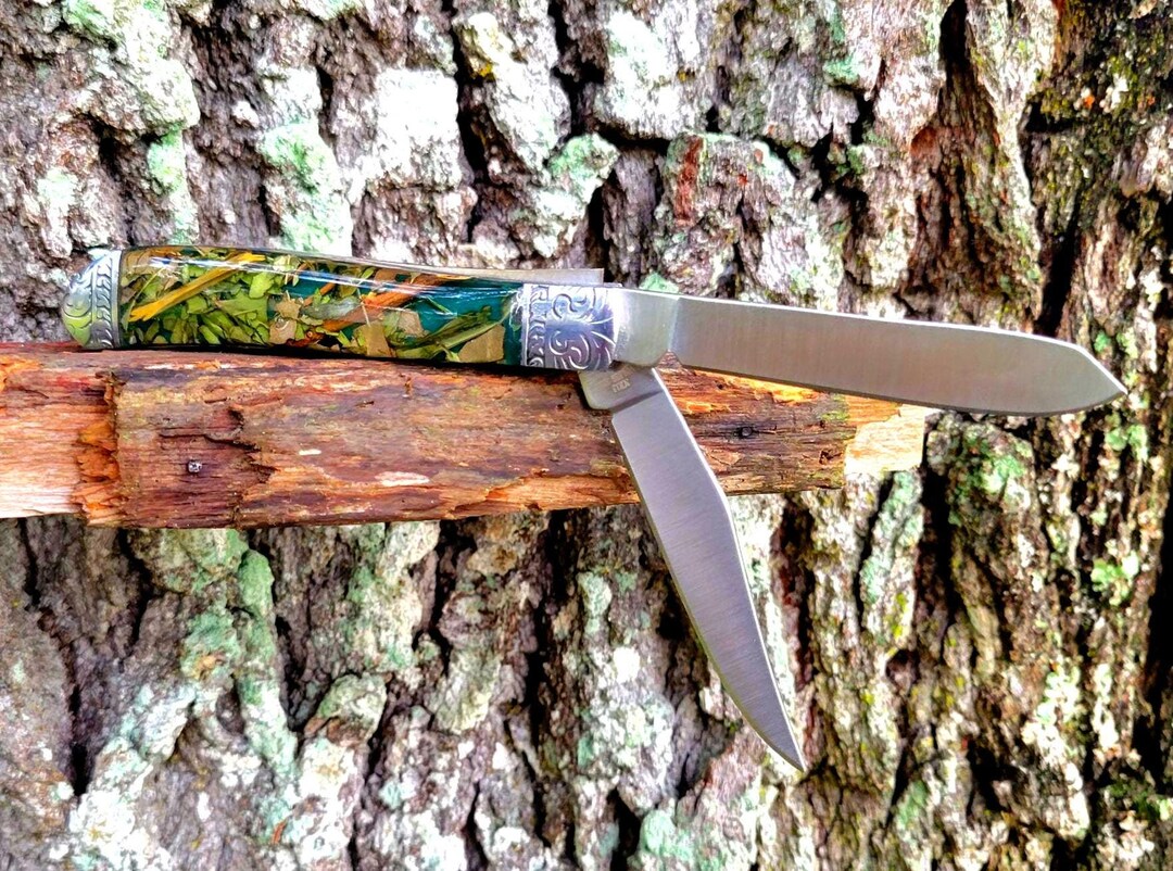 Trapper Pocket Hunting Knife With Marsh Grass Handle, Gentlemen Knife ...