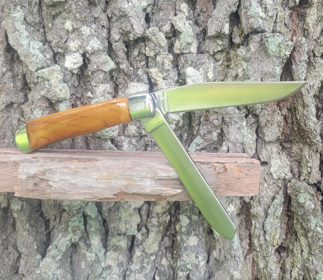 Trapper Pocket Hunting Knife With Cypress Wood Handle, Gentlemen Knife, 2 Blade Trapper, Classic ...