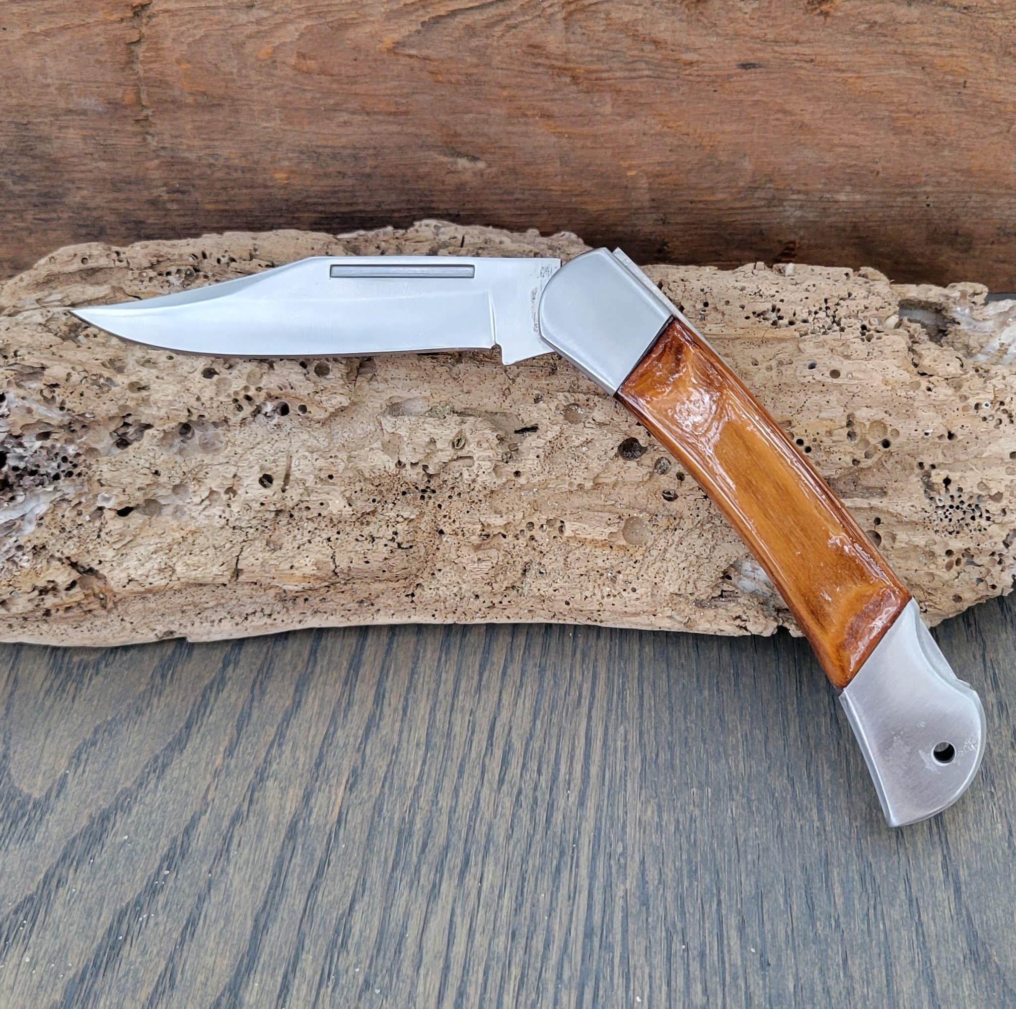 Classic Lockback Knife With Cypress Wood Handle, Custom Lock-back ...