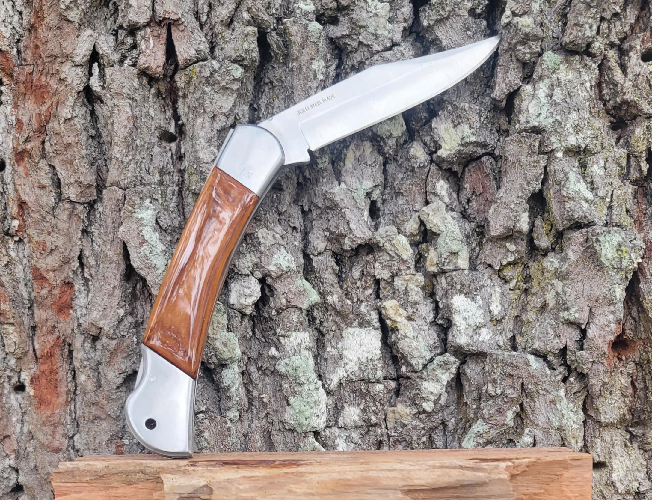 Classic Lockback Knife With Cypress Wood Handle, Custom Lock-back ...