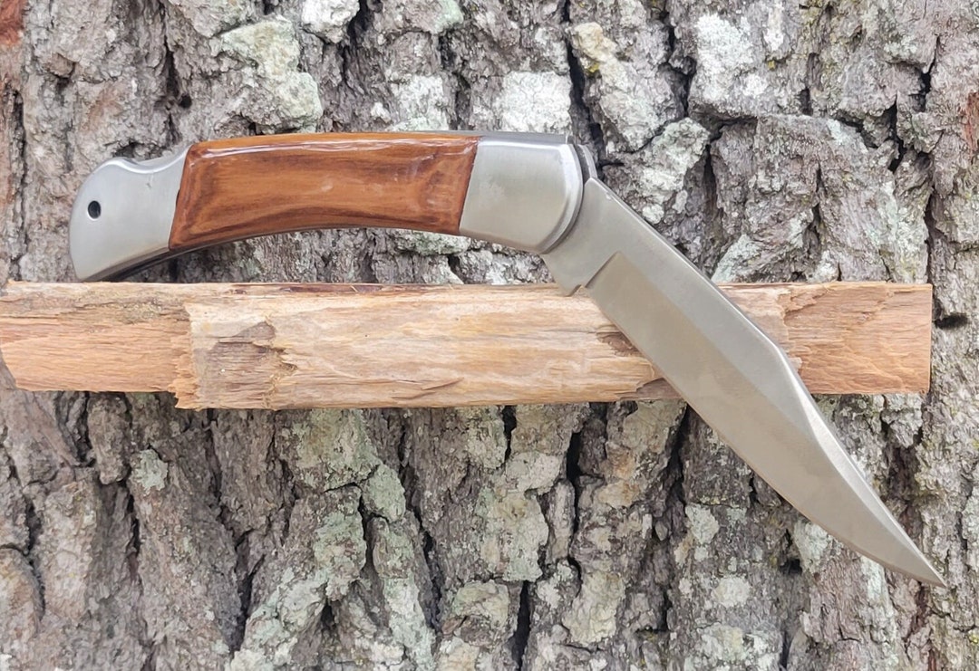 Classic Lockback Knife With Cypress Wood Handle, Custom Lock-back ...