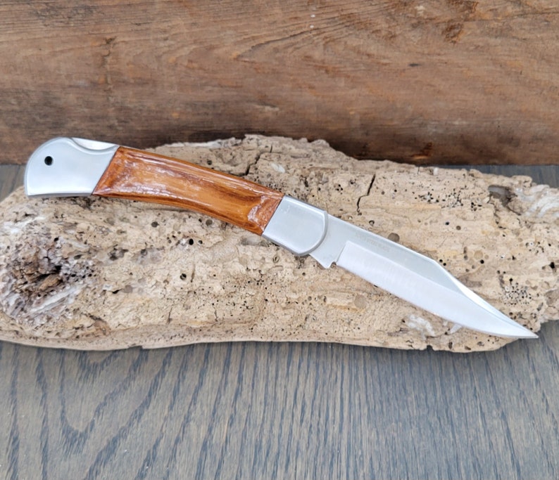 Classic Lockback Knife With Cypress Wood Handle, Custom Lock-back Design. 5 Inch, Gentlemen ...