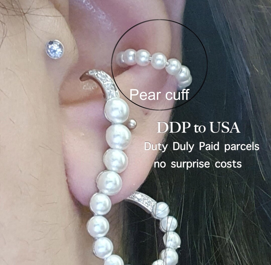 Sterling Silver Faux Pearl Conch Ear Cuff: No Piercing Hoop - Etsy