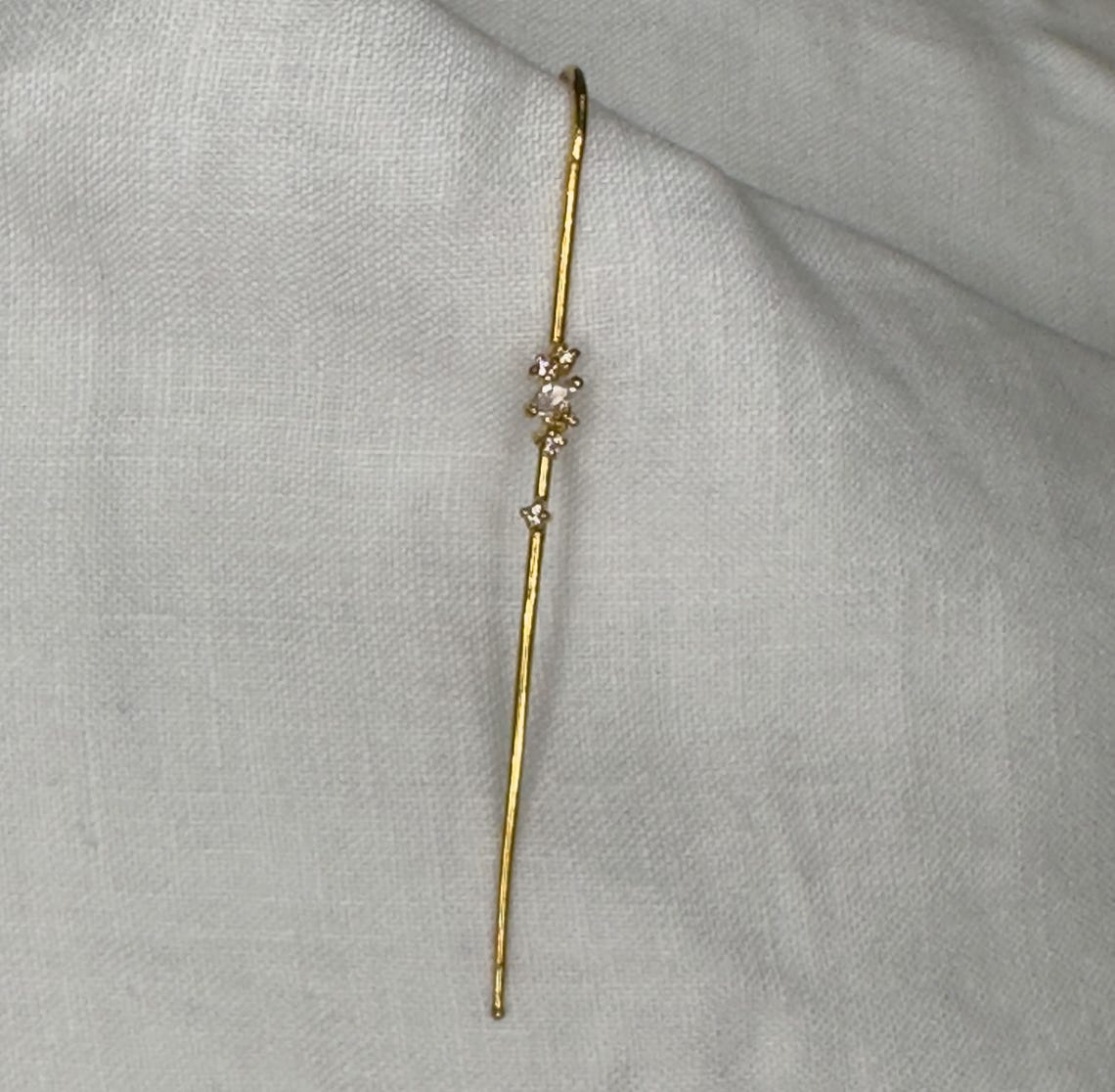 Bar Ear Cuff Bar Ear Pin Hook Ear Cuff Cartilage Earring Multistone Ear ...