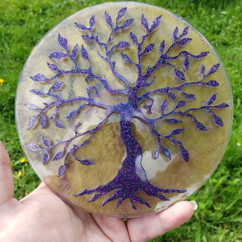Purple and Gold Resin Tree of Life Wall Hanging - Etsy