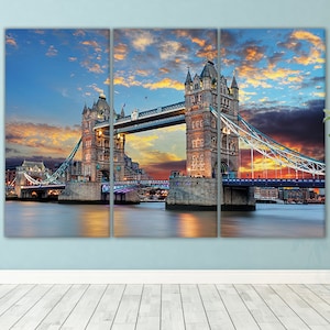 Tower Bridge London UK Canvas Wall Art Home Decor Eco Leather Print ...