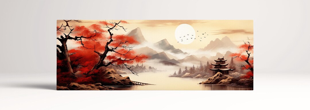 Autumnal Gradation in Japanese Landscape Wall Art Framed Canvas Eco ...