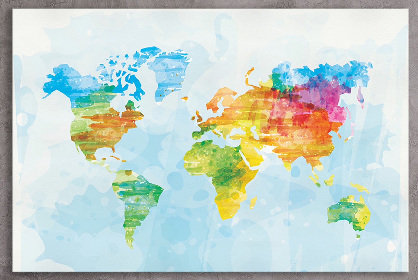 Color Sketched World Map Leather Print/large World Map/multi | Etsy