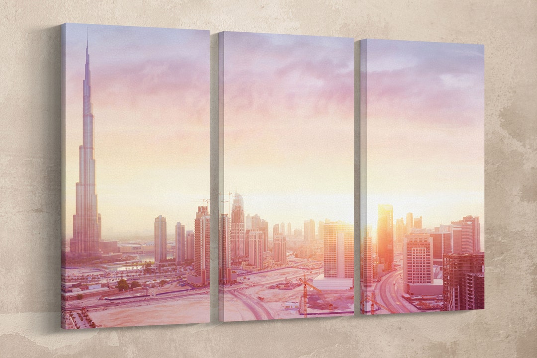 Dubai Sunrise Vegan Leather Wall Art Multi Panel Print - Etsy