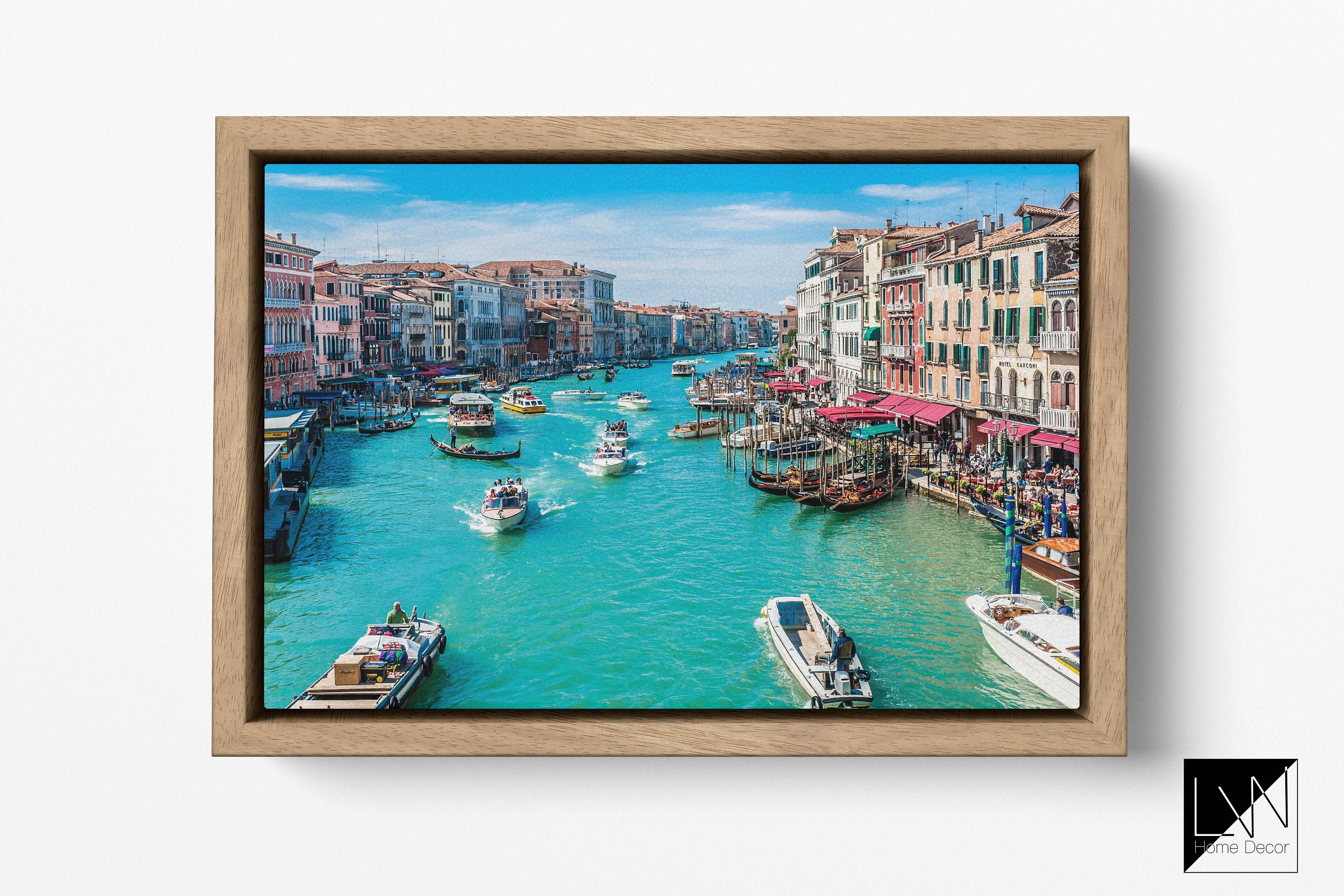 Canal Grande Venice, Italy in floating frame canvas leather print ...