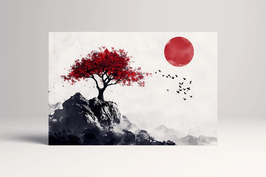 Solitude Under the Rising Sun Canvas Wall Decor Eco Leather Print - Etsy