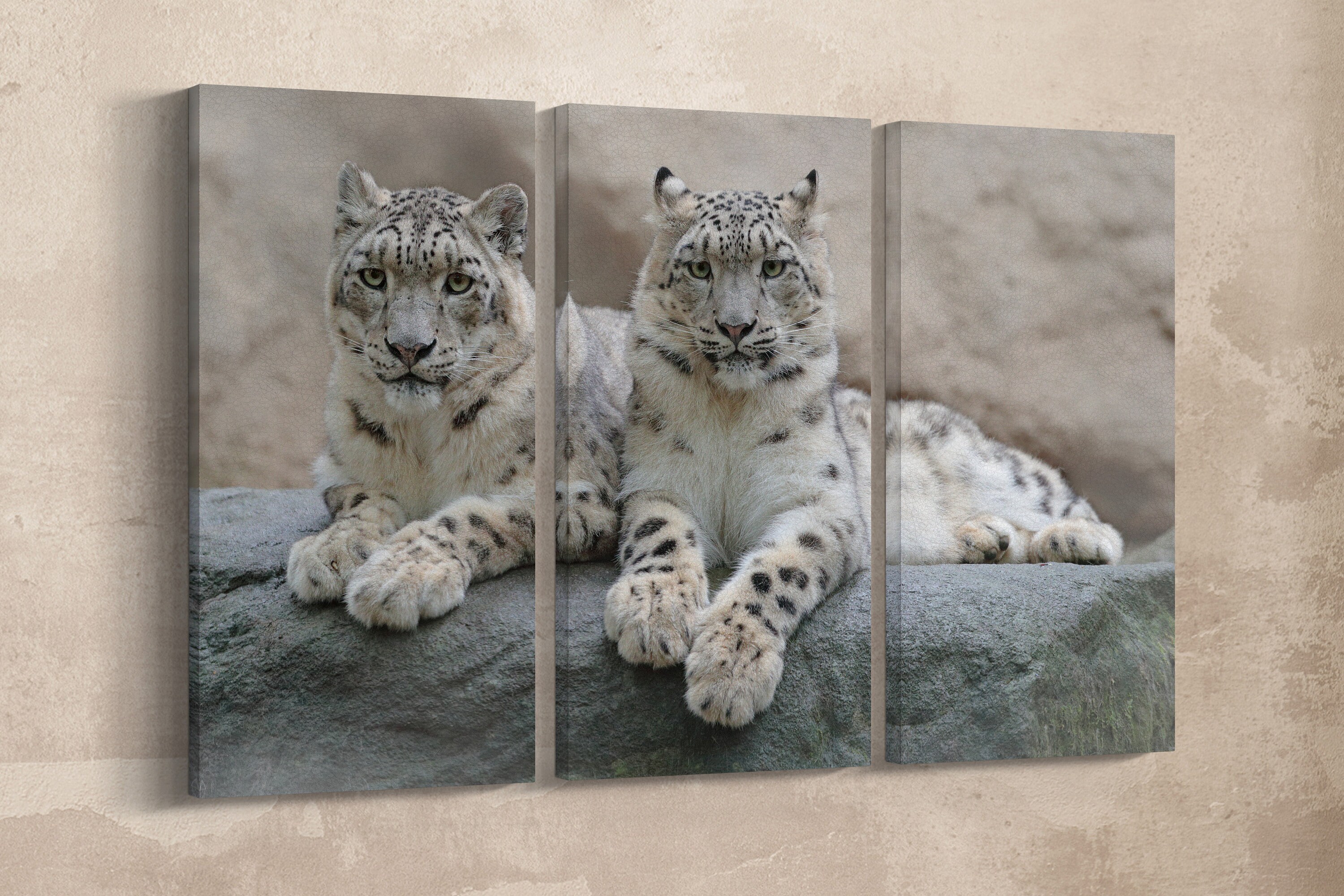 Snow Leopards Canvas Eco Vegan Leather Print Made In Italy Snow Leopards Canvas Eco Vegan Leather Print Made In Italy