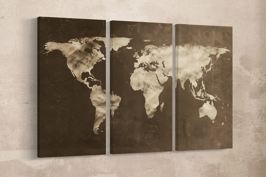 Large World Map Chalkboard Effect Leather Print/big Size World Map ...