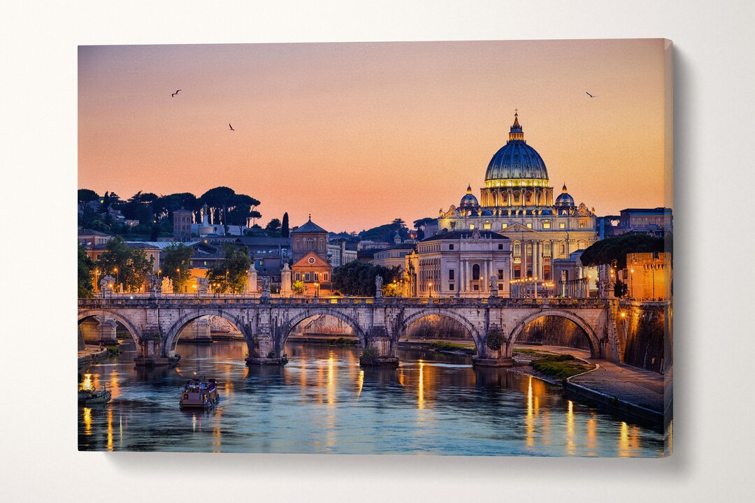 Rome, Saint Peter Basil Sunset Canvas Leather Print/rome Large Print ...