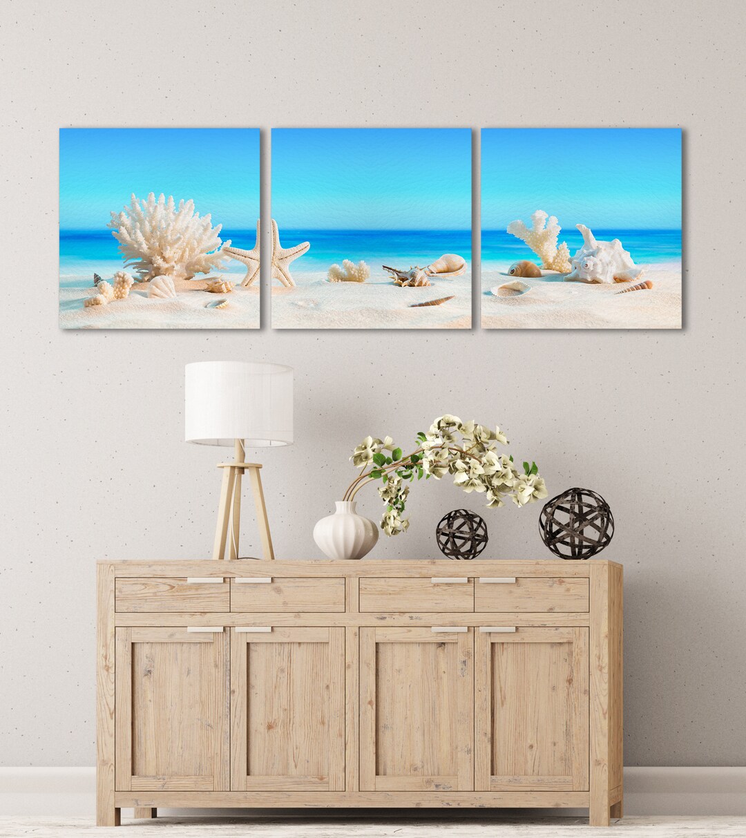 Seashells on Tropical Beach Leather Print/sea Print/seascapes/sea Wall ...