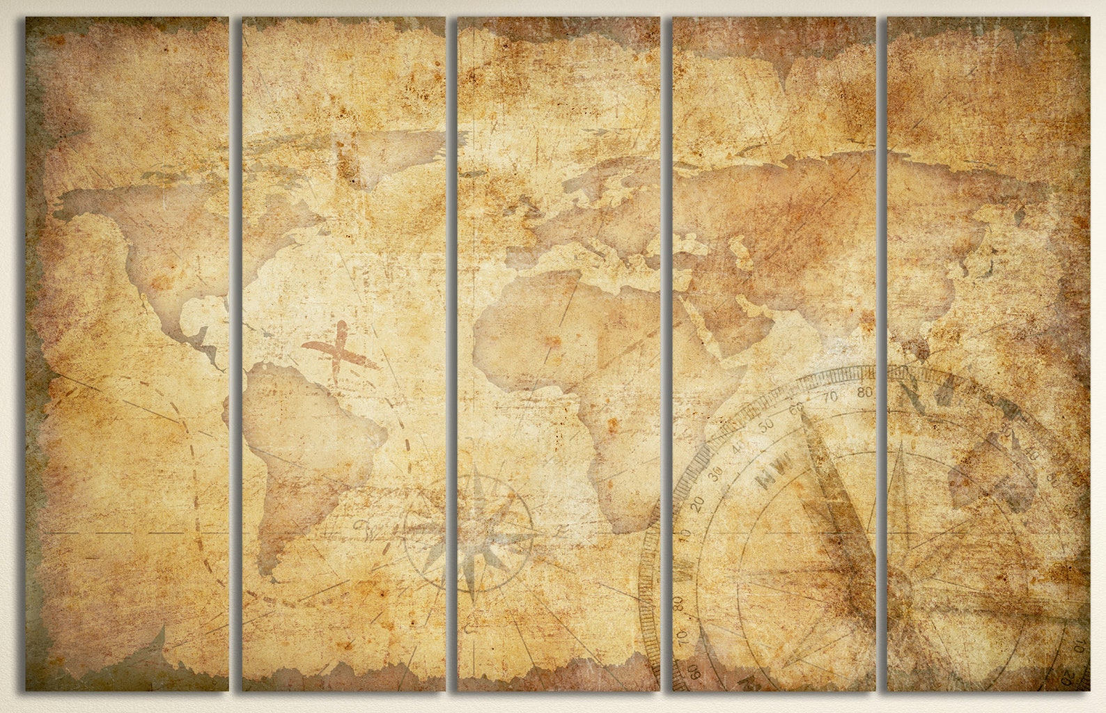 Aged Treasure Map Leather Print/large World Map/extra Large - Etsy