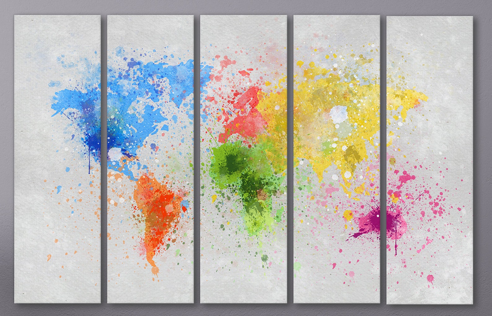 World Map Color Paint Leather Print/large Wall Art/world Map - Etsy