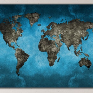 Bluetech World Map Leather Print/large World Map/world Map on Eco ...