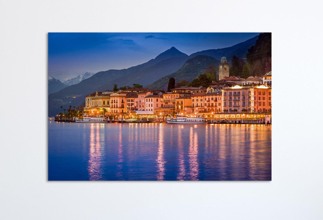Bellagio Lake Como Wall Art Home Decor Canvas Eco Leather Print, Made ...