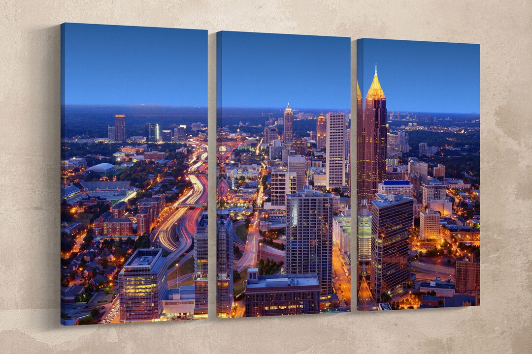 Atlanta Skyline Leather Print/large Atlanta Print/large Atlanta Canvas ...