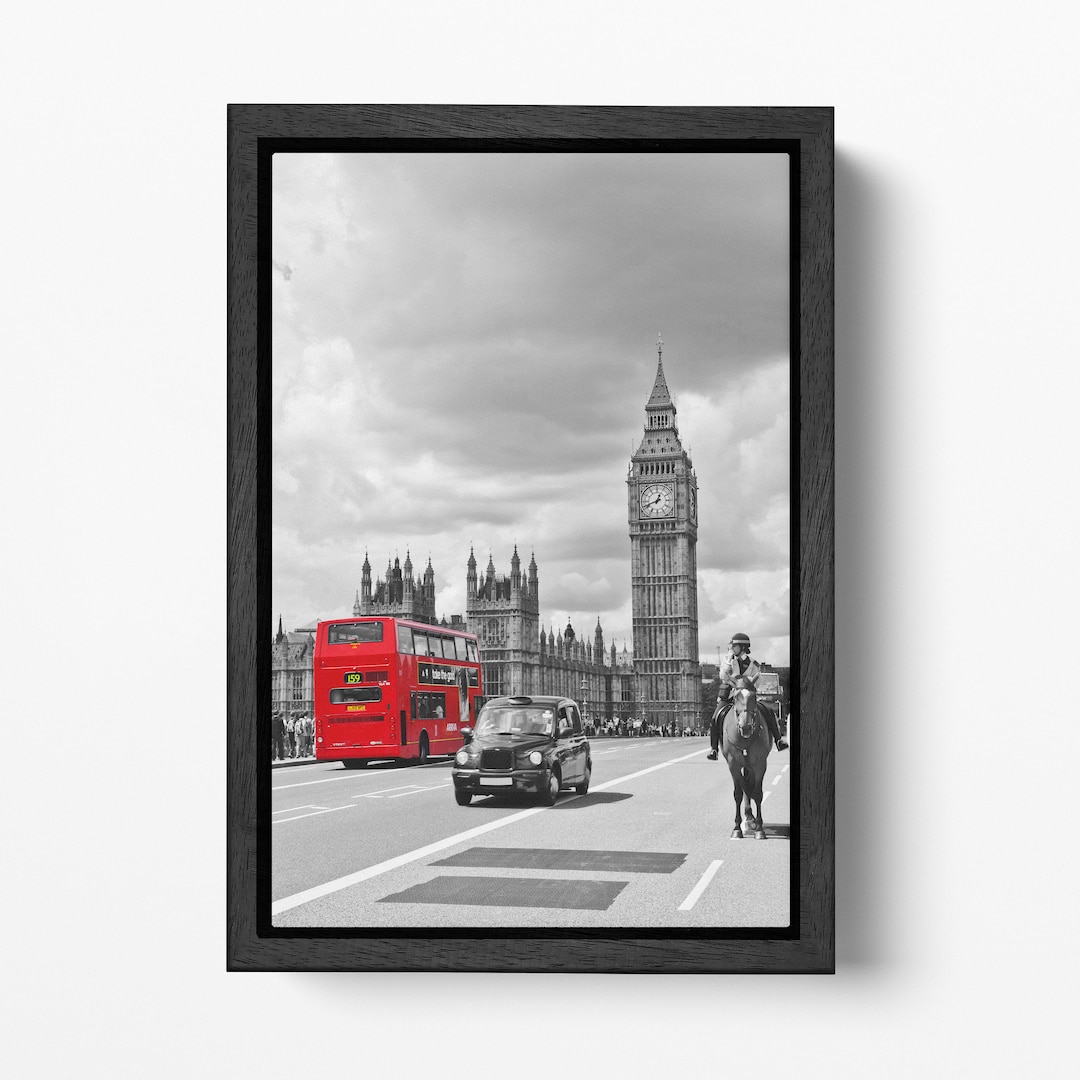 Big Ben and Red Bus London Wall Art Canvas Eco Leather Print, Made in ...