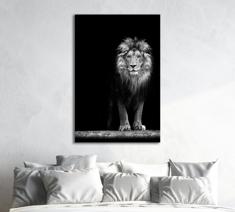 Portrait of a Lion Leather Print/large Animal Print/large Wall - Etsy