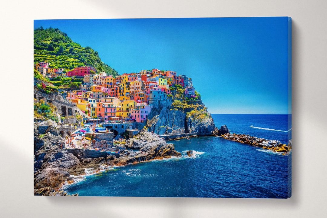 Manarola Cinque Terre Liguria Italy Canvas Wall Art Eco Leather Print ...