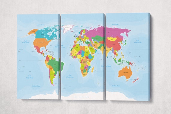 Large Labeled World Map