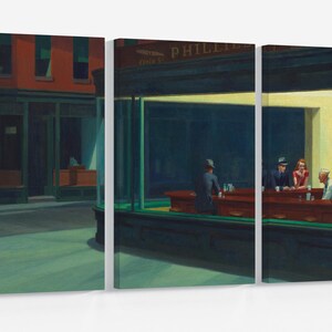Nighthawks by Edward Hopper Reproduction Vintage Wall Art Eco Leather ...