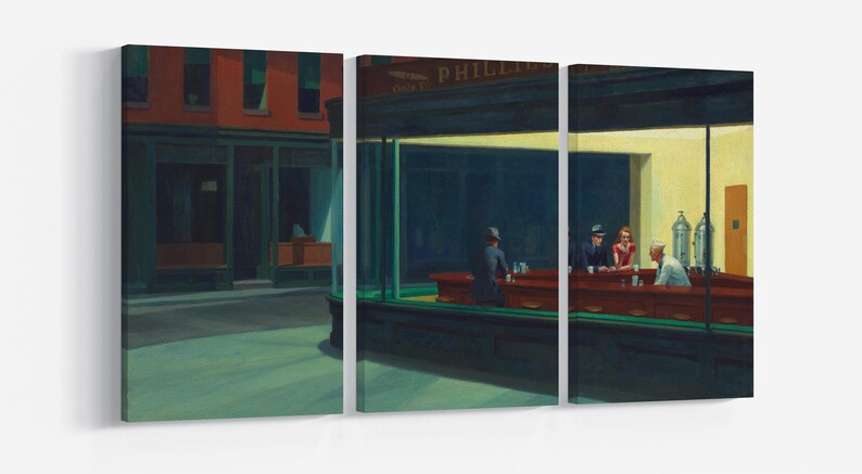 Nighthawks by Edward Hopper Reproduction Vintage Wall Art Eco Leather ...