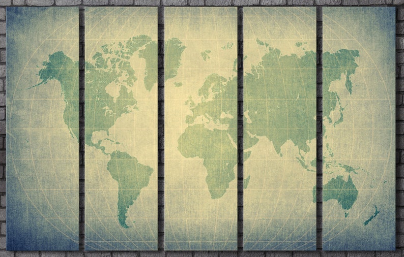 Retro World Map Leather Print/large World Map/multi Pieces - Etsy