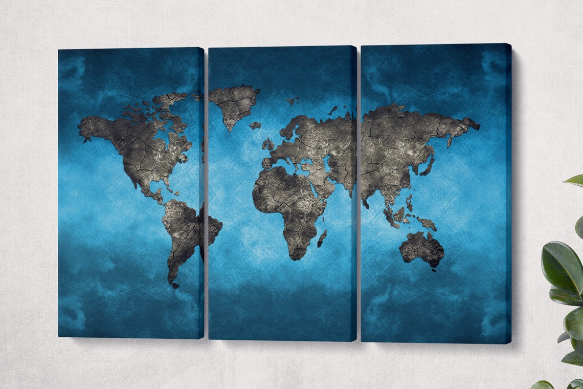 Bluetech World Map Leather Print/large World Map/world Map on - Etsy