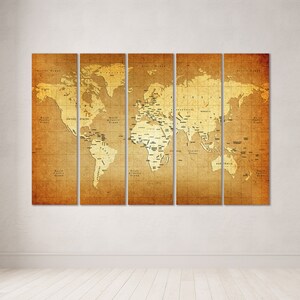 Detailed Old World Map Leather Print/vintage World Map/large World Map ...