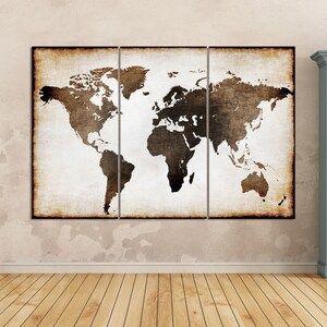 Burnt Old World Map Illustration Leather Print/multi Panel World Map ...