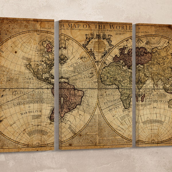 Colorful World Map on Canvas - Etsy UK