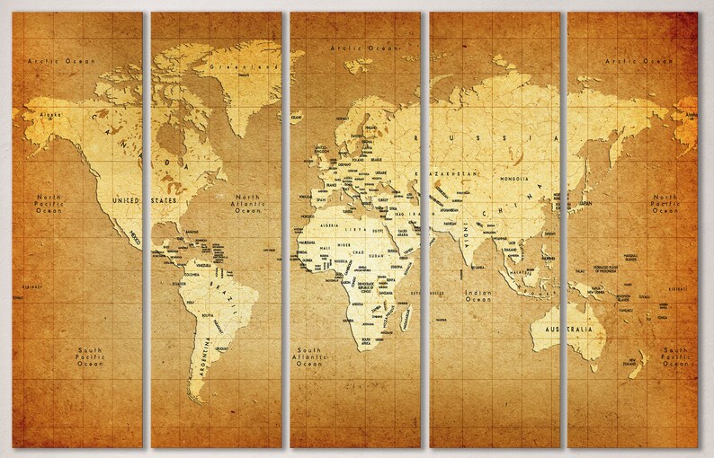 Detailed Old World Map Leather Print/vintage World Map/large - Etsy