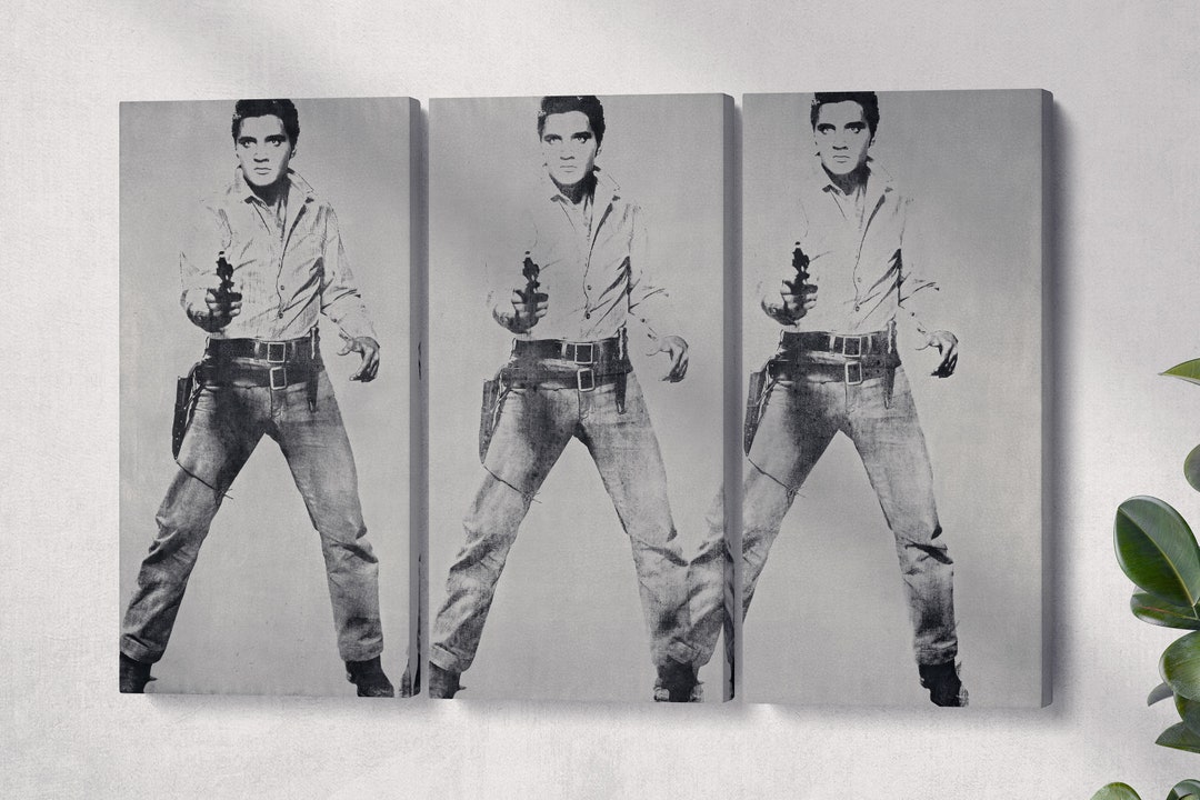 Triple Elvis Andy Warhol Leather Print Reproduction/large Wall Art/andy ...