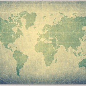 Retro World Map Leather Print/large World Map/multi Pieces World Map ...