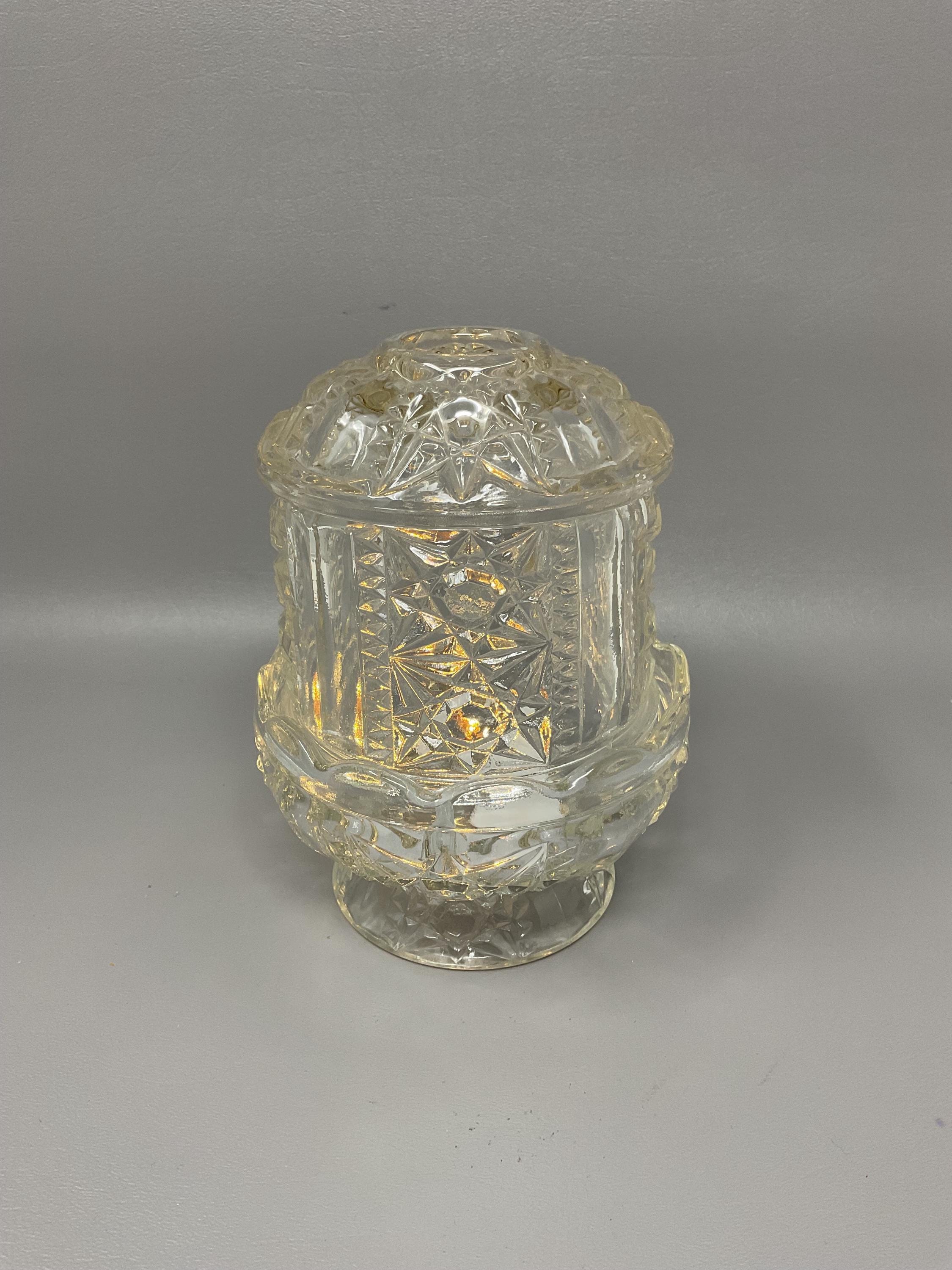 Vintage Indiana Glass Stars and Bars Fairy Lamp Clear - Etsy