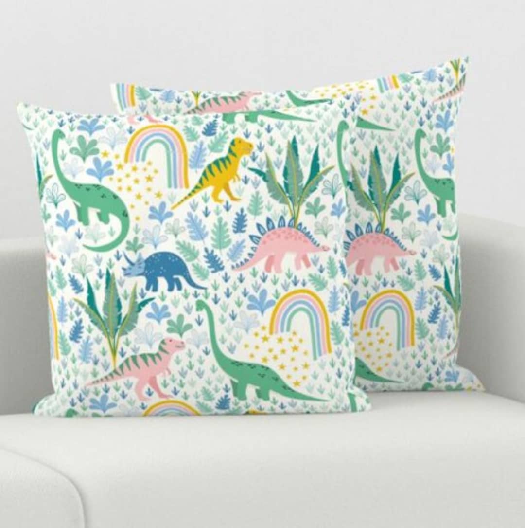 Dinosaur Pillow, Boho Dinosaur Decor, Dinosaur Fabric Pillow Cover ...