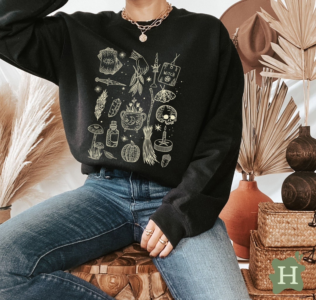 Witchy Things Sweatshirt Vintage Halloween Sweatshirt Witchy Sweatshirt ...