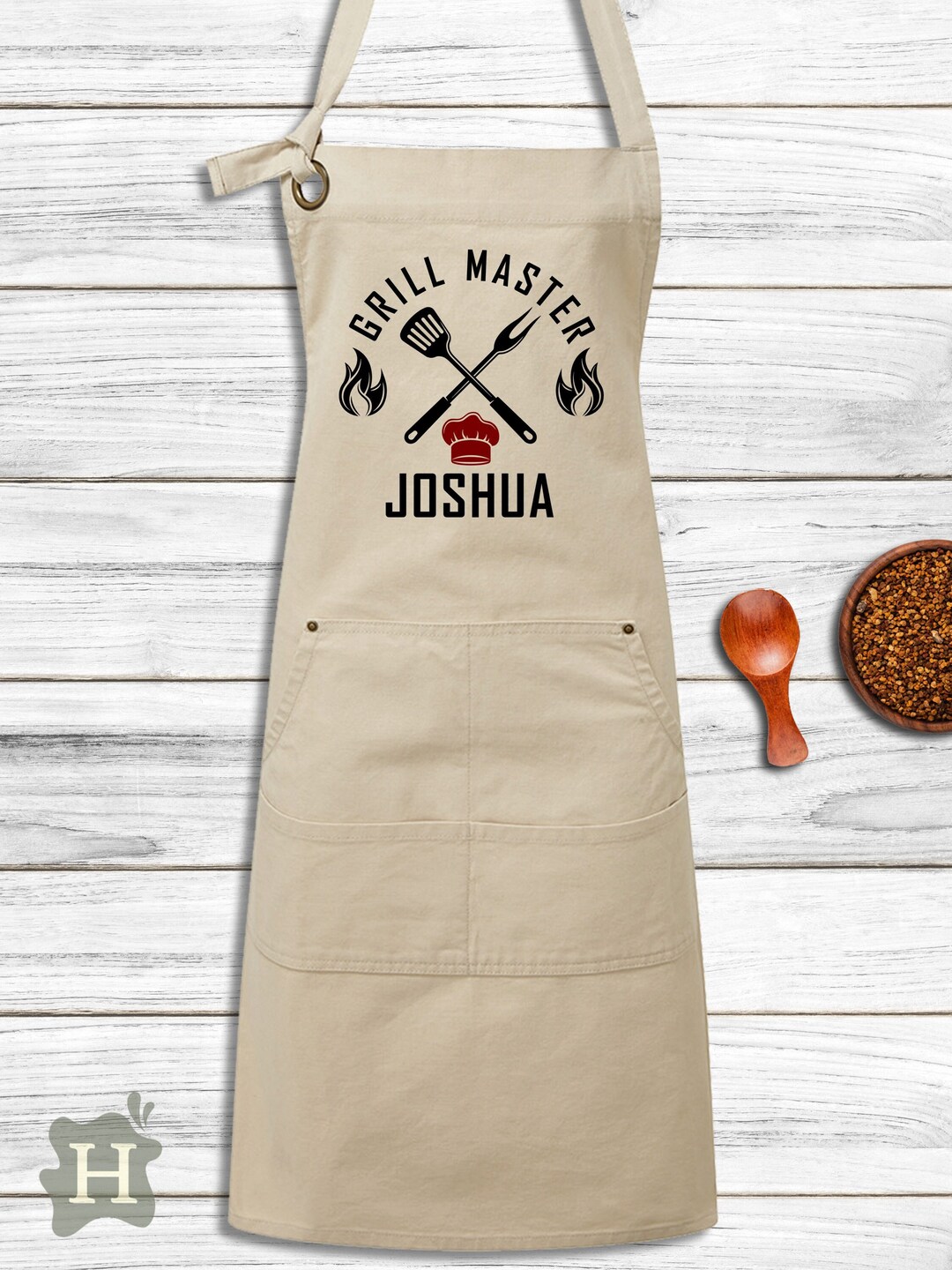 Personalized BBQ Apron for Men Custom Grilling Apron With Pockets for ...