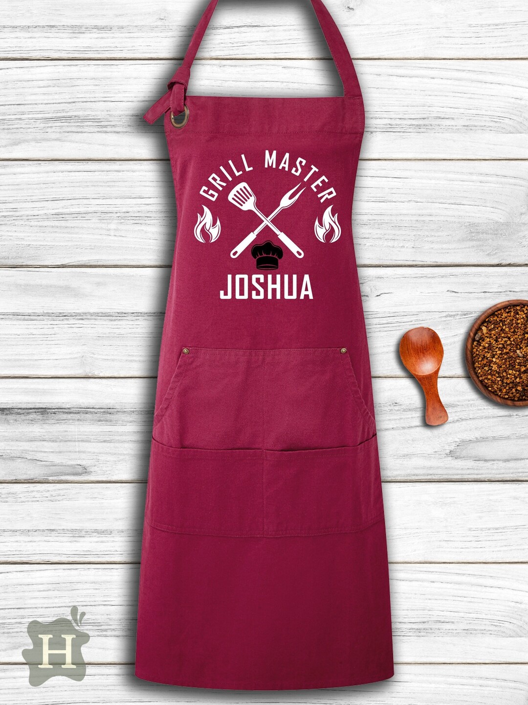 Custom BBQ Apron With Pockets for Men Personalized Grilling - Etsy