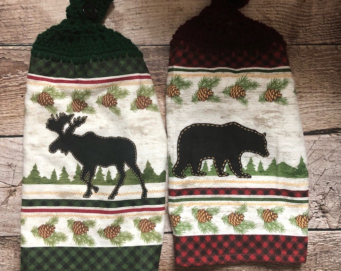 Moose Towel Moose Dish Towel Bear Towel Bear Decormoose - Etsy