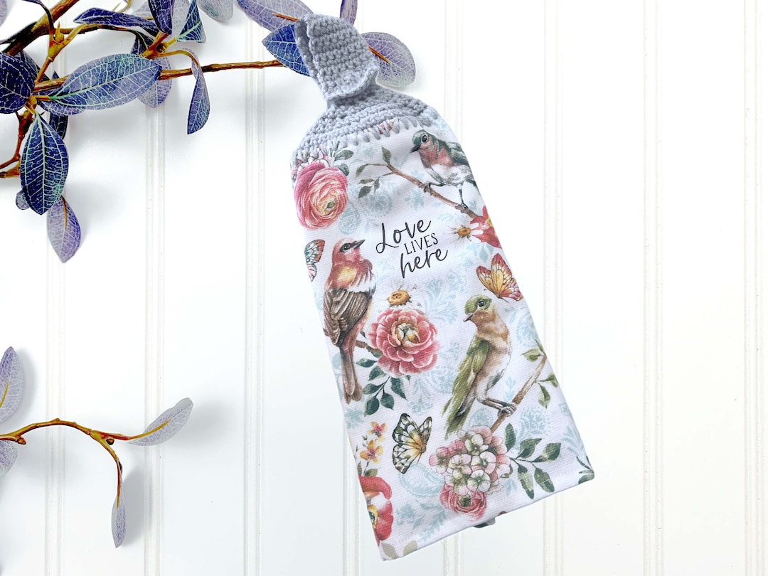 Decorative Spring Towels, Spring Kitchen Towel, Crochet Towel Topper ...