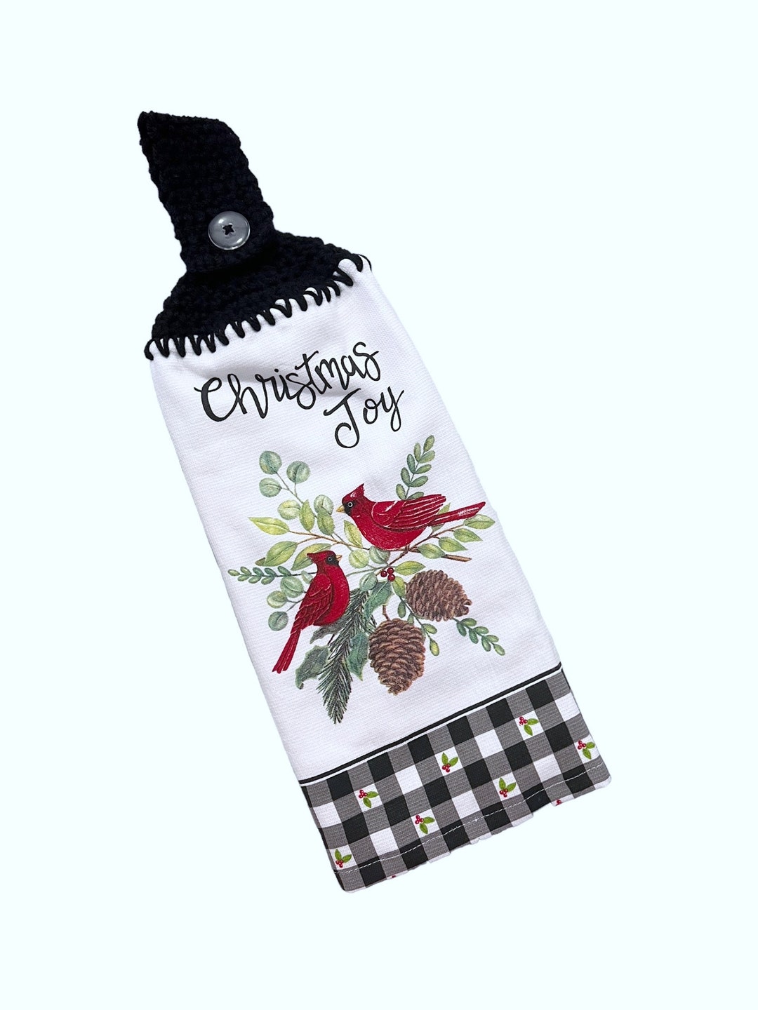 Cardinal Hanging Kitchen Towels With Button Topper, Christmas Kitchen ...